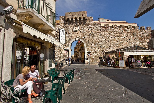 Porta Catania Old City Gate in Taormina, Sicily - Hole in the Donut Travel