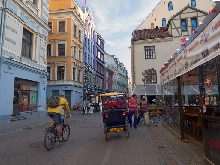 Colorful Street in the Historic Old Town of Riga, Latvia